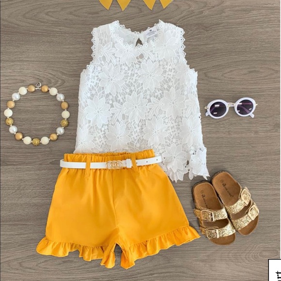 sparklein pink | Matching Sets | New White Floral Lace Mustard Short ...